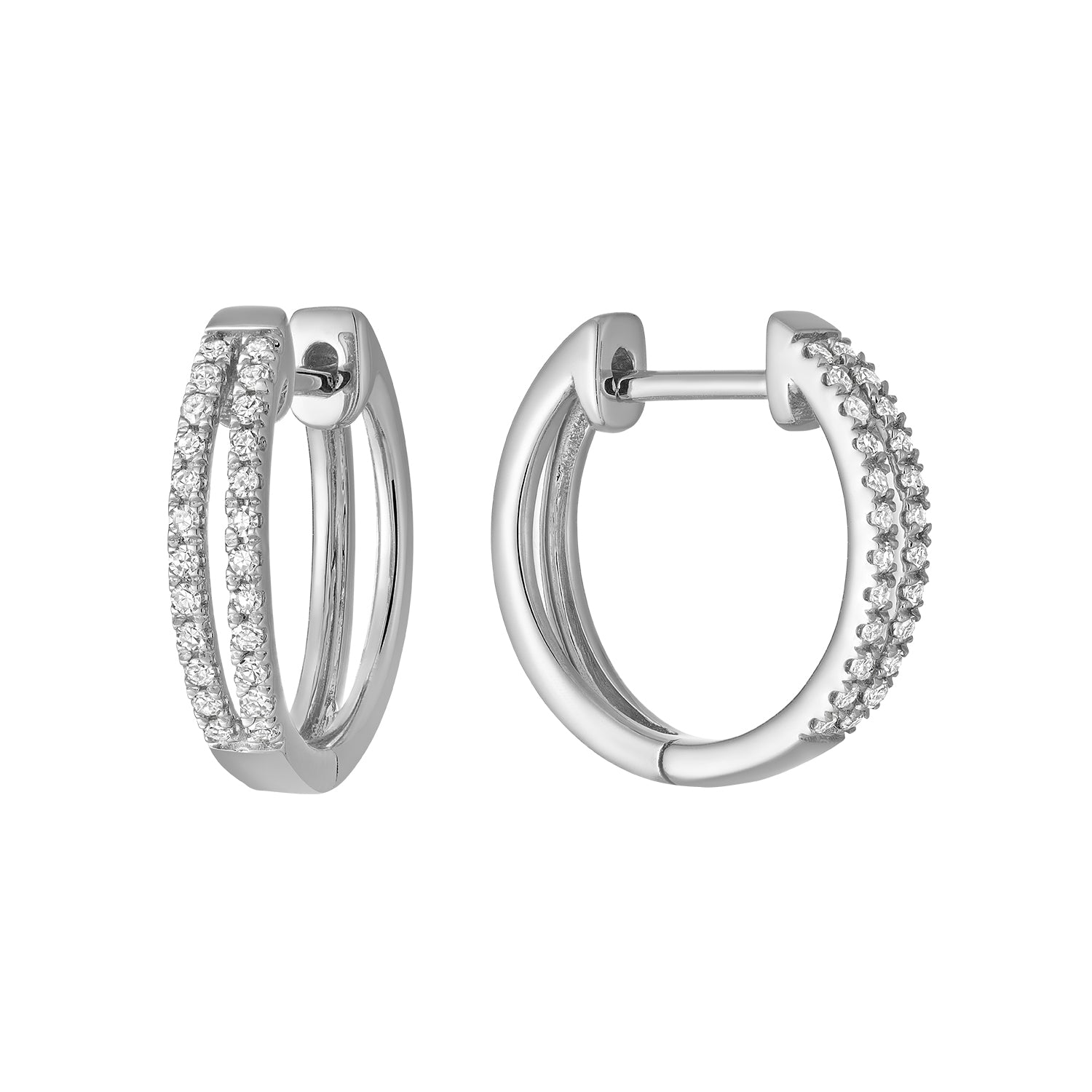 ORLY Jewellers: 10K Gold Double Row Diamond Huggie Earrings